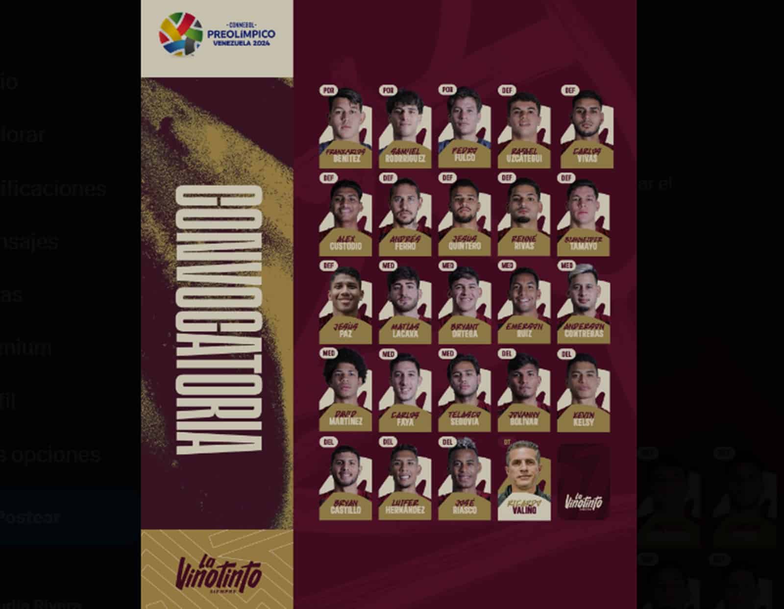 Preolímpico Venezuela 2024: la lista final de los futbolistas ...