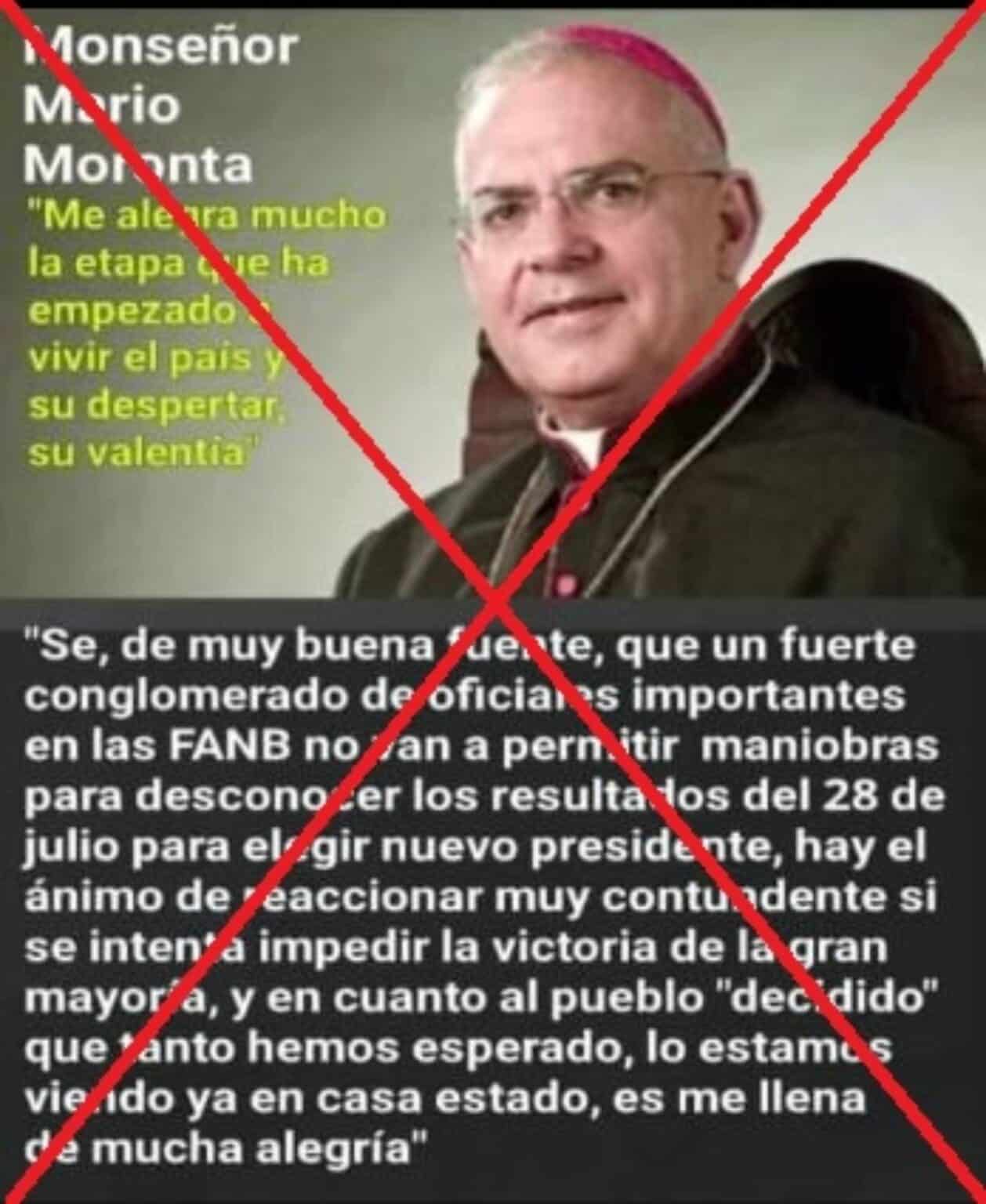 El obispo Mario Moronta no dijo que un grupo de la FANB no permitirá ...